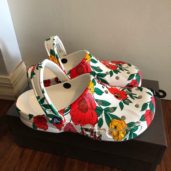 CROCS | Shoes | Nwt Crocs Flowers Print Shoes Clogs Sandals | Poshmark